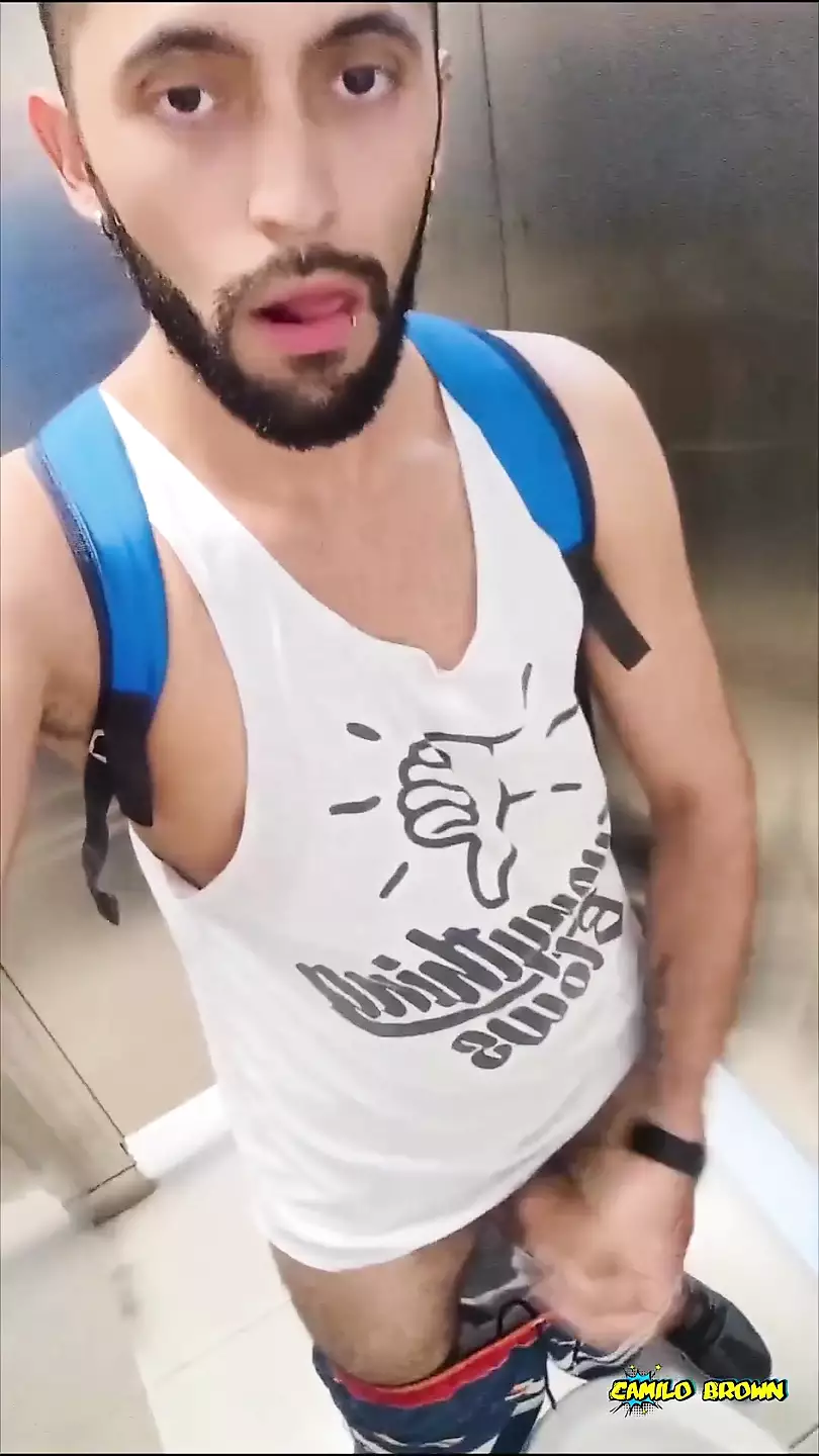 Big Dick Latino Risky Jerking Off In The Malls Bathroom Got Caught 2173
