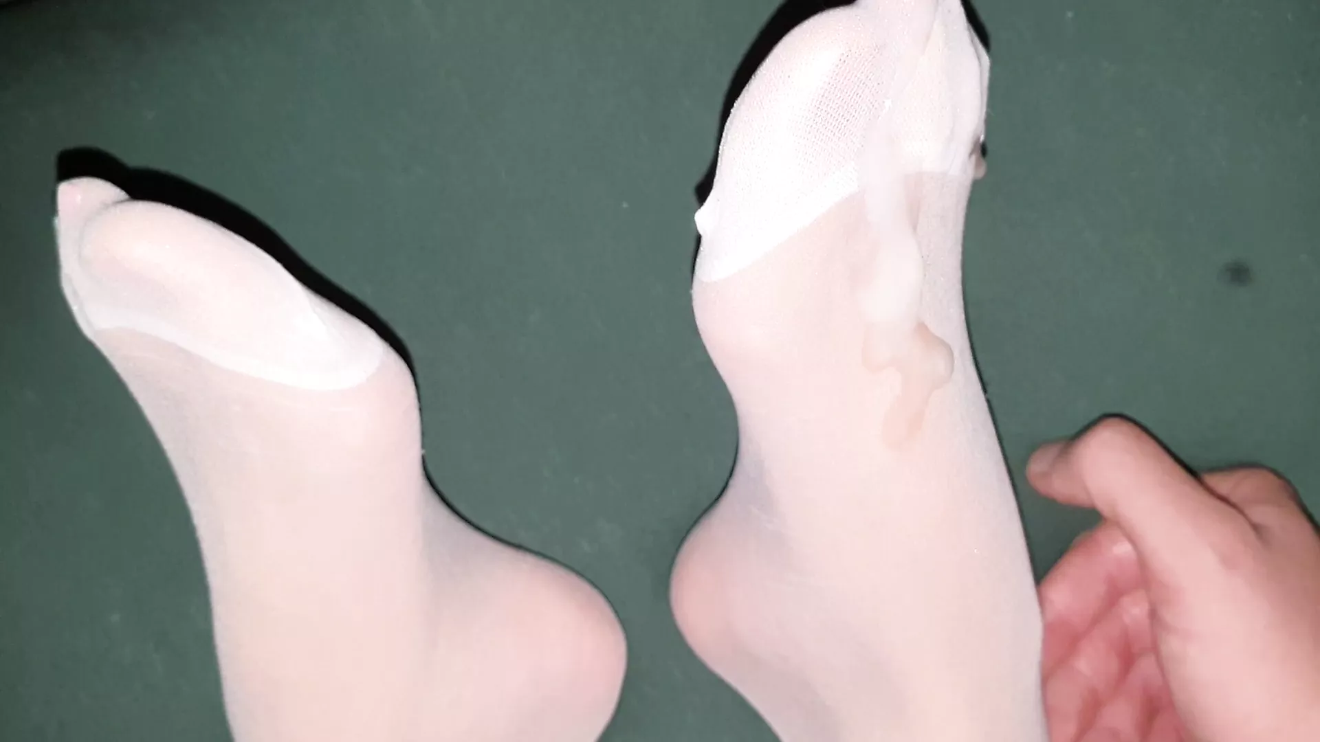My Cum On Wifes Perfect Nylon Feet French Pedicure On Her Perfect 0079