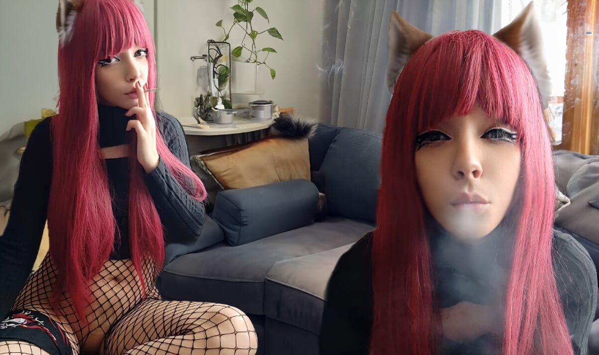 Adorável Alt Girl Fumando Um Cig Pergunte Me Para Vídeo Completo