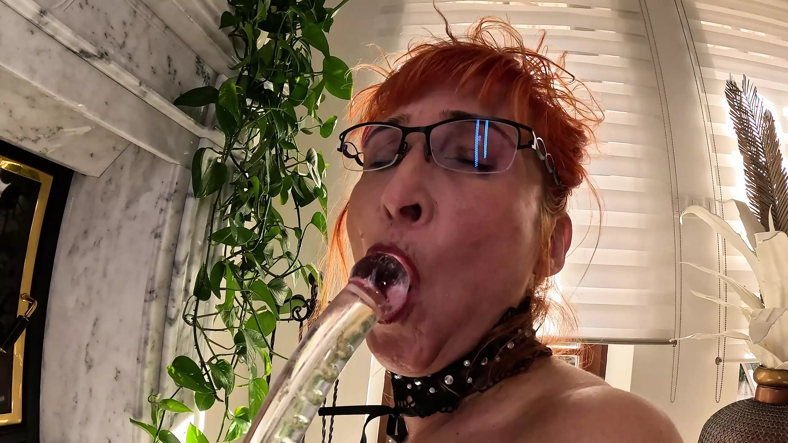 Oiled In Sexy Nylon With My Glass Dildo Granny Porn By Faphouse Xhamster