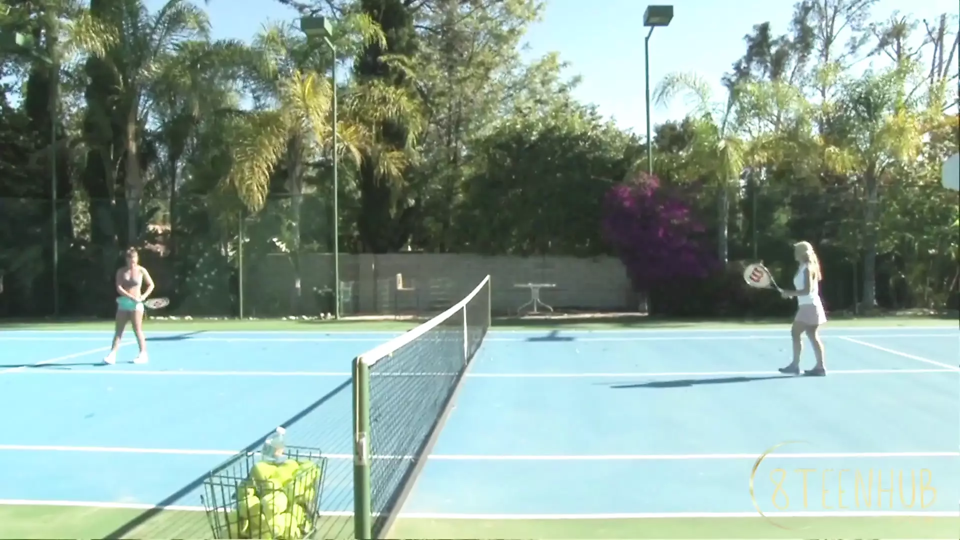 8teenhub - Busty Lesbians Sarah Vandella and April Brookes Suck and Eat Each other out in the ...