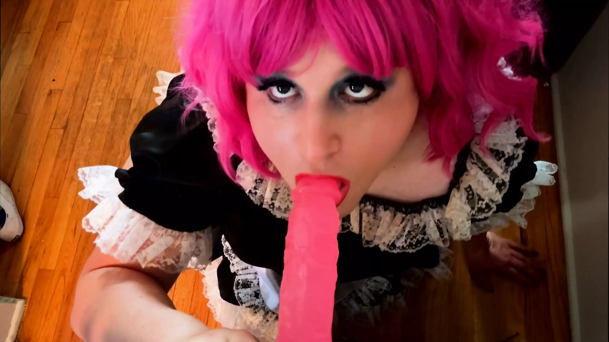 Sissy Maid Cocksucking Practice Shemale Uniform Porn Feat Sissy