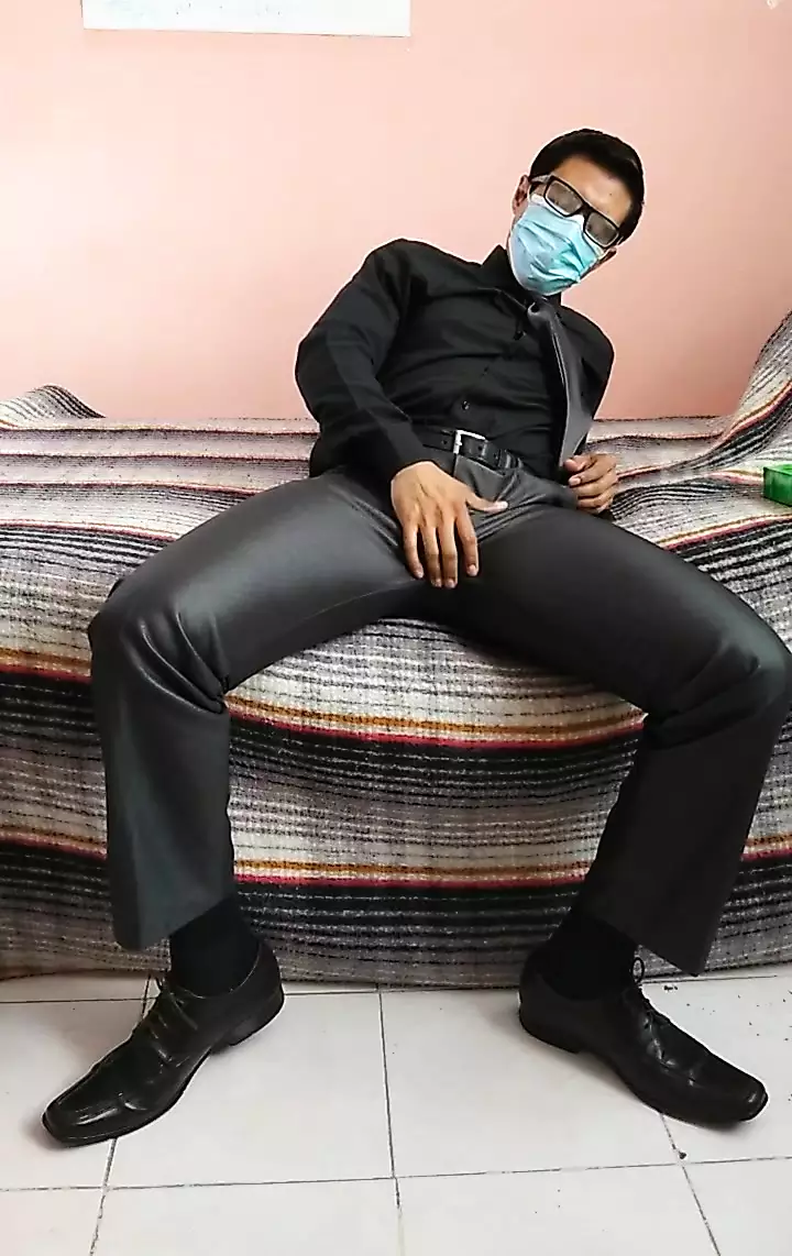 Shiny Satin Suit Tie Bulge Play Jerk Off Gay Stockings Porn Feat