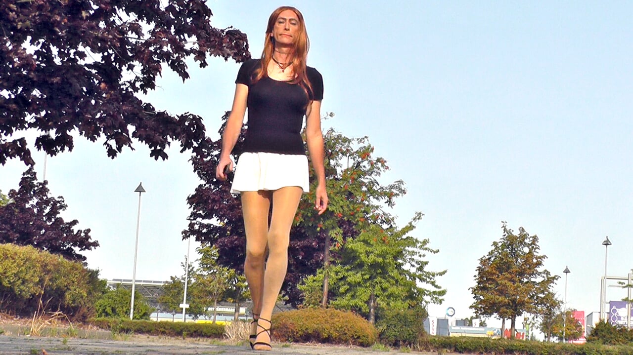 Crossdresser Sissy In Very Short Dresses Outside German Shemale 7660