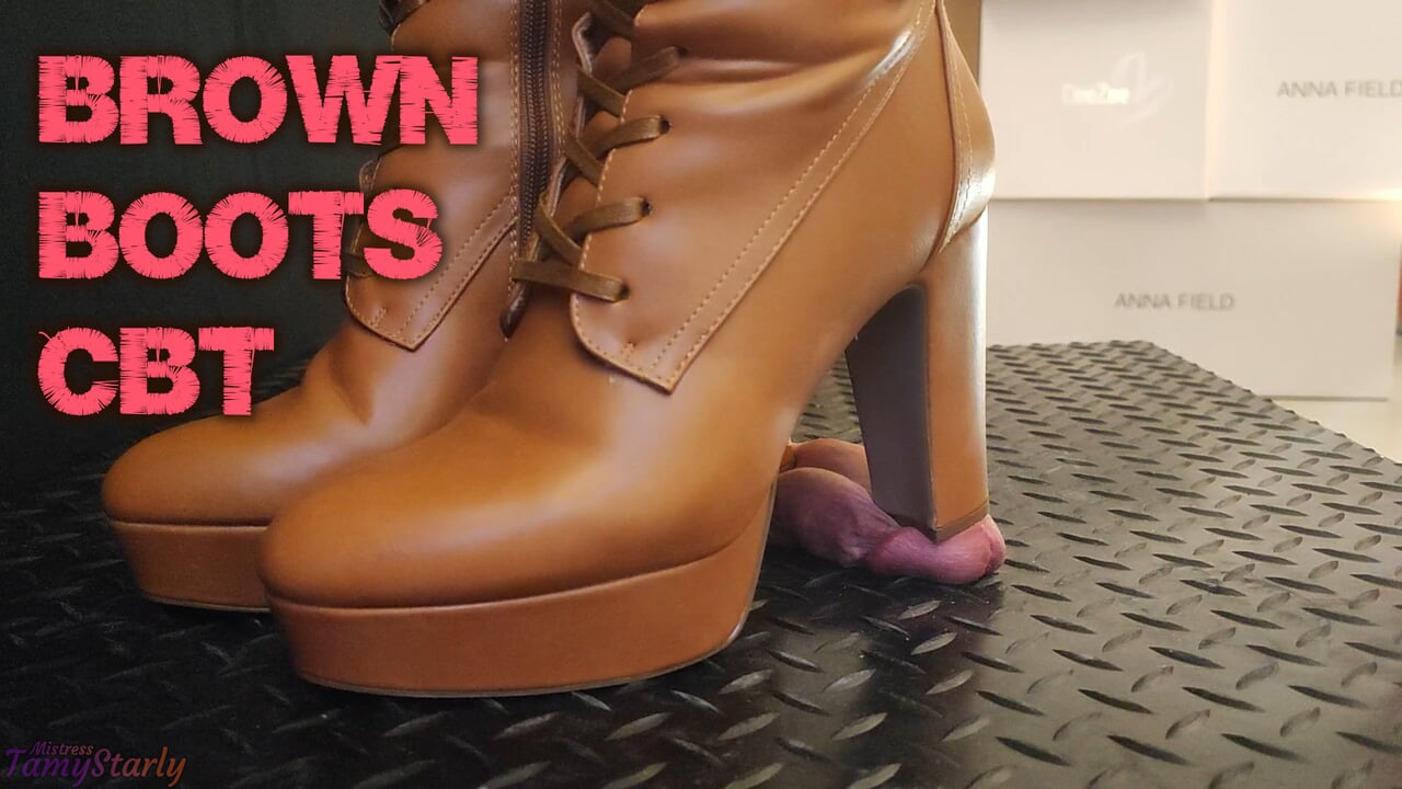 Cbt And Cock Crush Trample In Brown Knee High Boots With Tamystarly Ballbusting Bootjob