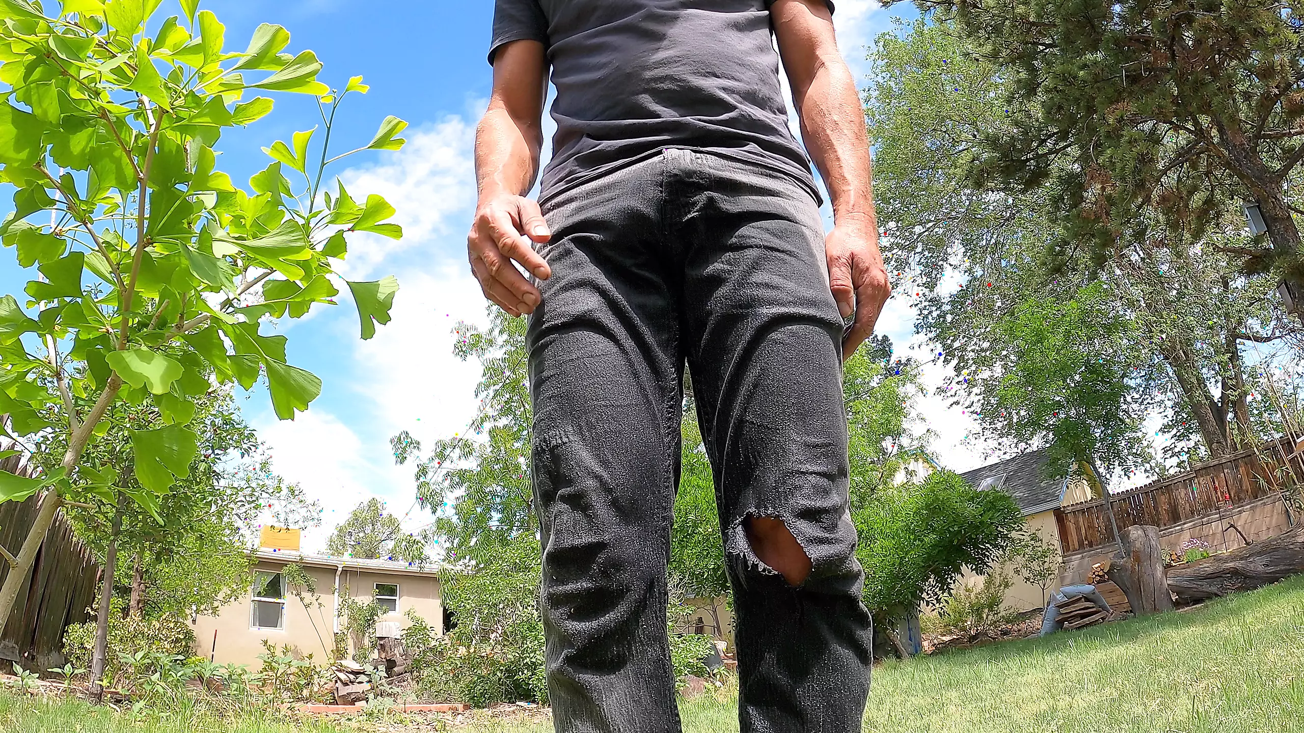Pissing My Jeans 9 Times While Doing Yard Work American Gay Porn By