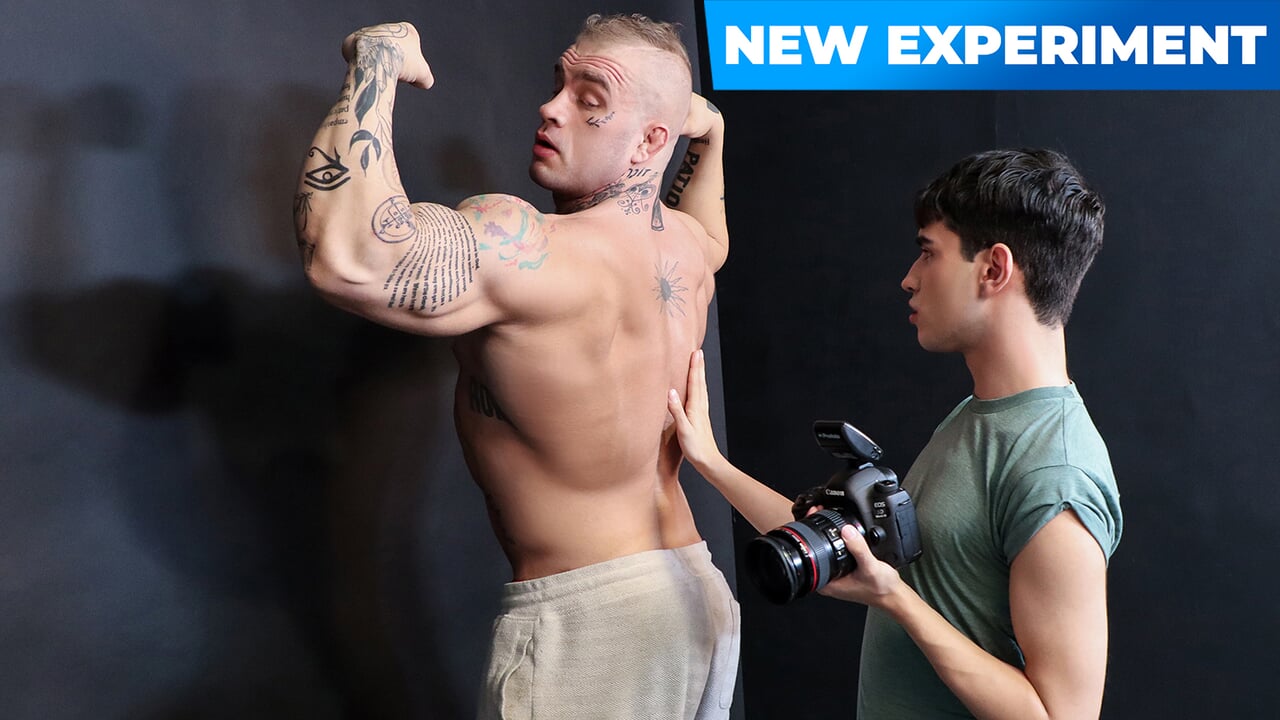 Hunk Tattooed Model Davin Strong Drills Photographers Ass And Makes Him Cum On His Dick