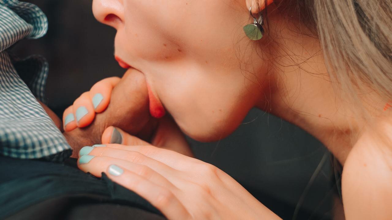 My Step Sister Gently Caresses My Cock With Her Tongue Close Up Blowjob