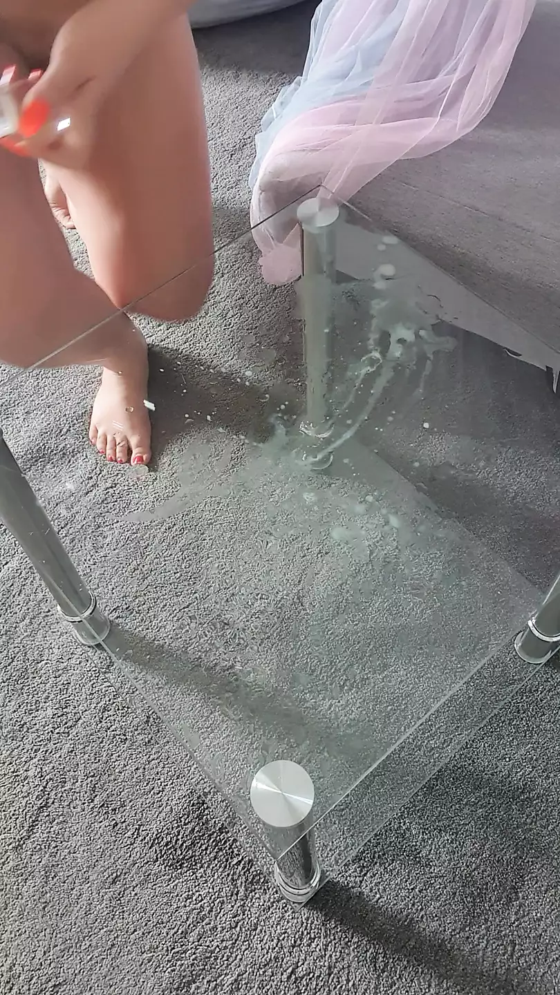 Squirting On Glass Table Then Licking It All Up Clean British Moaning