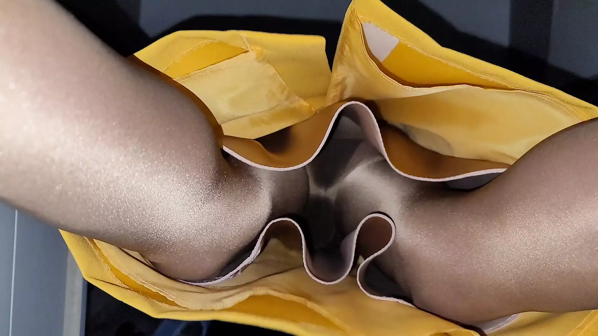 Looking Up My Yellow Skirt With A Satin Half Slip Shemale Pantyhose Porn Feat Orionpryme
